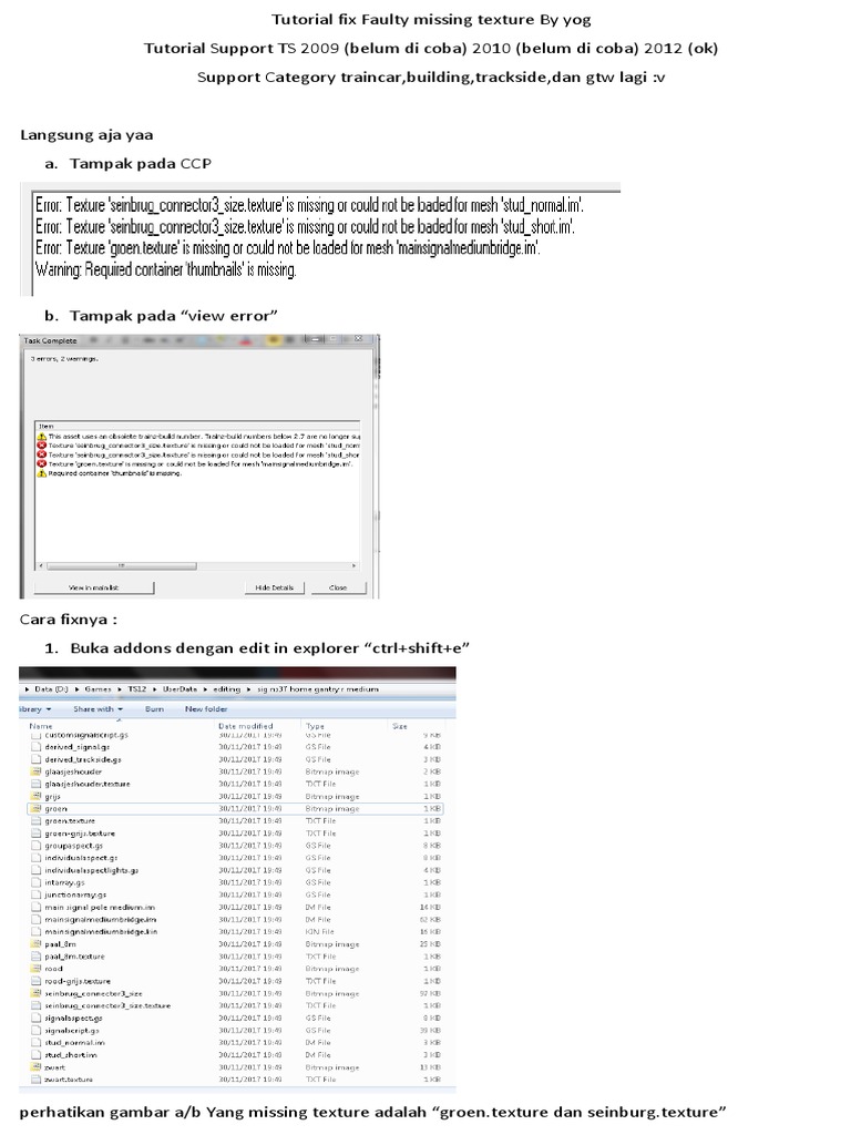 Tutorial Fix Missing Texture Trainz Simulator | PDF