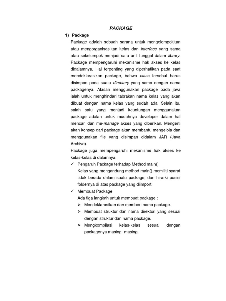 Panduan Lengkap Package di Java | PDF | Metode & Bahan Ajar | Sains & Matematika
