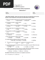 Math 7 3rd Quarter Exam and Answer Key and TOS | PDF