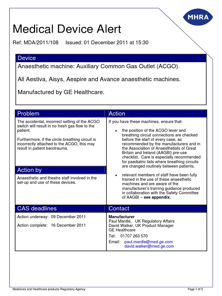 Medical Device Alert | PDF | National Health Service | Health Care