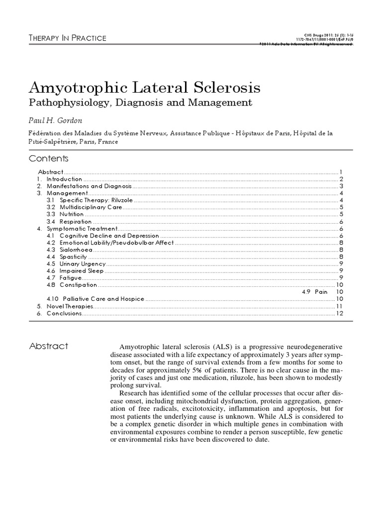 Amyotrophic Lateral Sclerosis: Pathophysiology, Diagnosis and ...