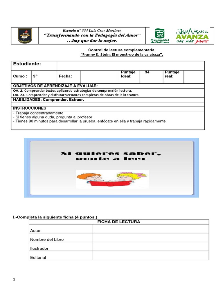 Prueba de Franny K Stein | PDF