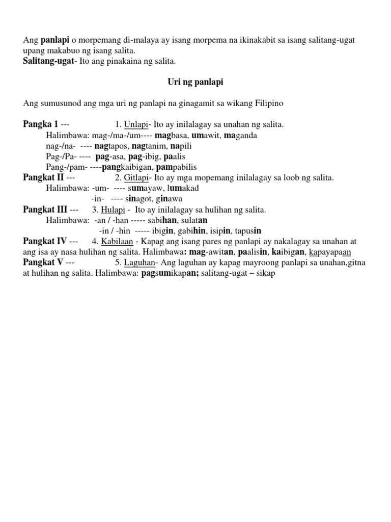 Uri NG Panlapi | PDF