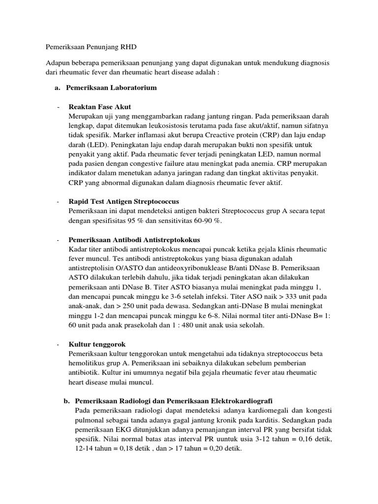 Pemeriksaan Penunjang RHD | PDF