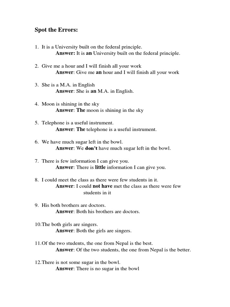 Spot The Error | PDF