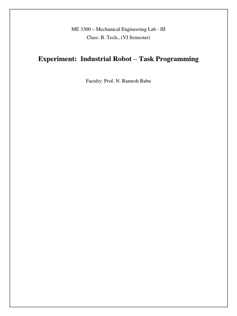 X04-Industrial Robot Programming - Lab Manual | Download Free PDF ...