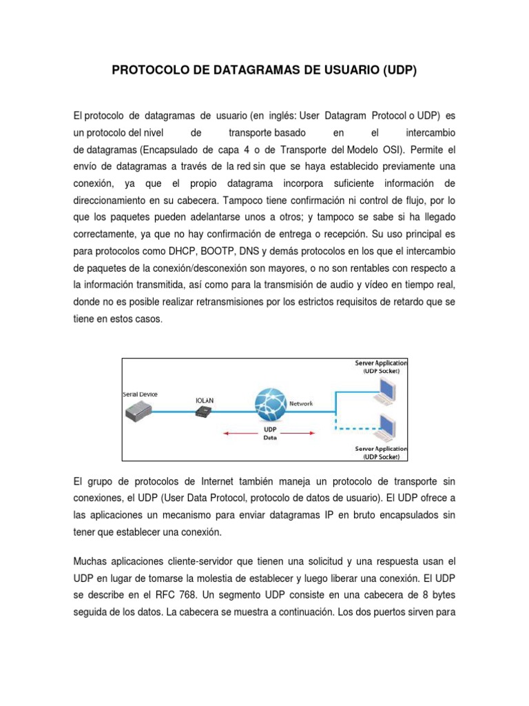 Protocolo Udp | PDF | Protocolos de internet | Estándares de ...