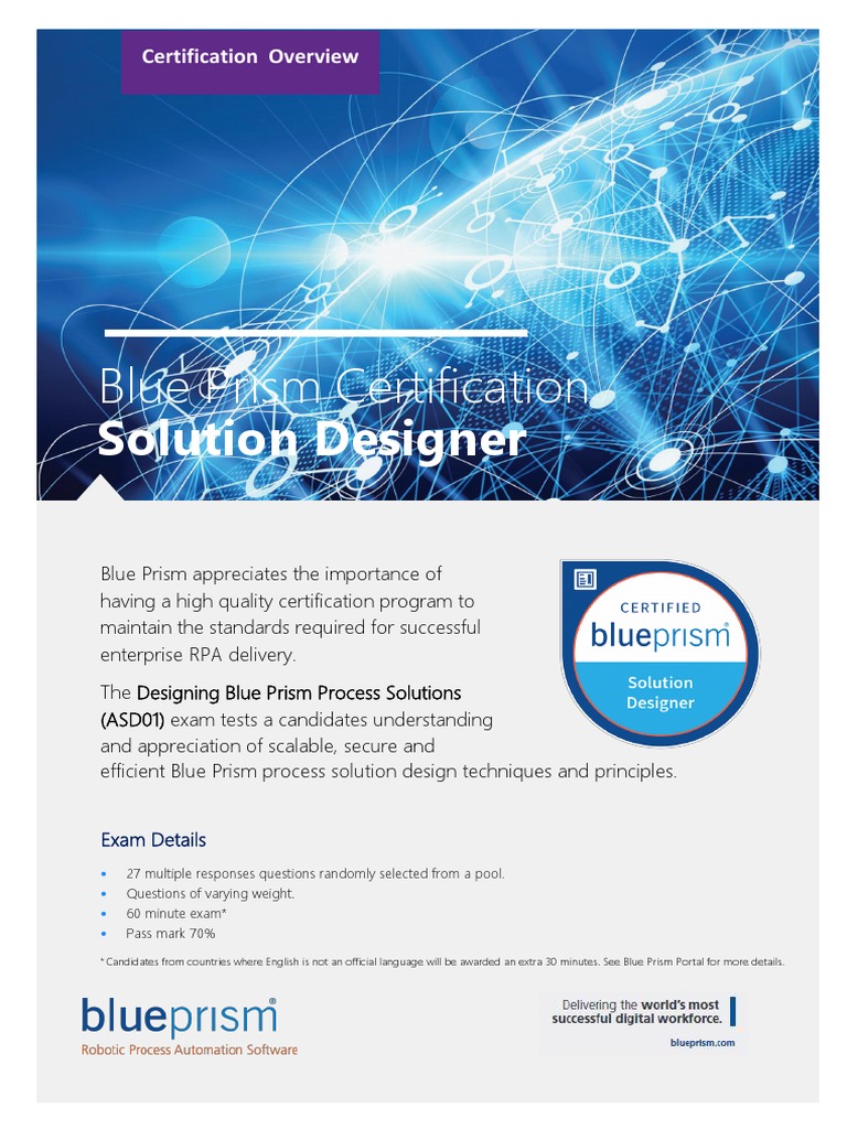 Blue Prism Certification - Solution Designer - 0 | PDF