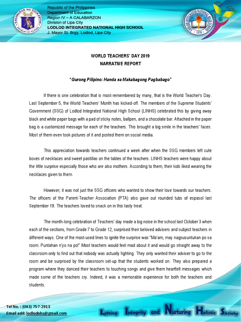 Narrative - Teachers Day 2019 | PDF