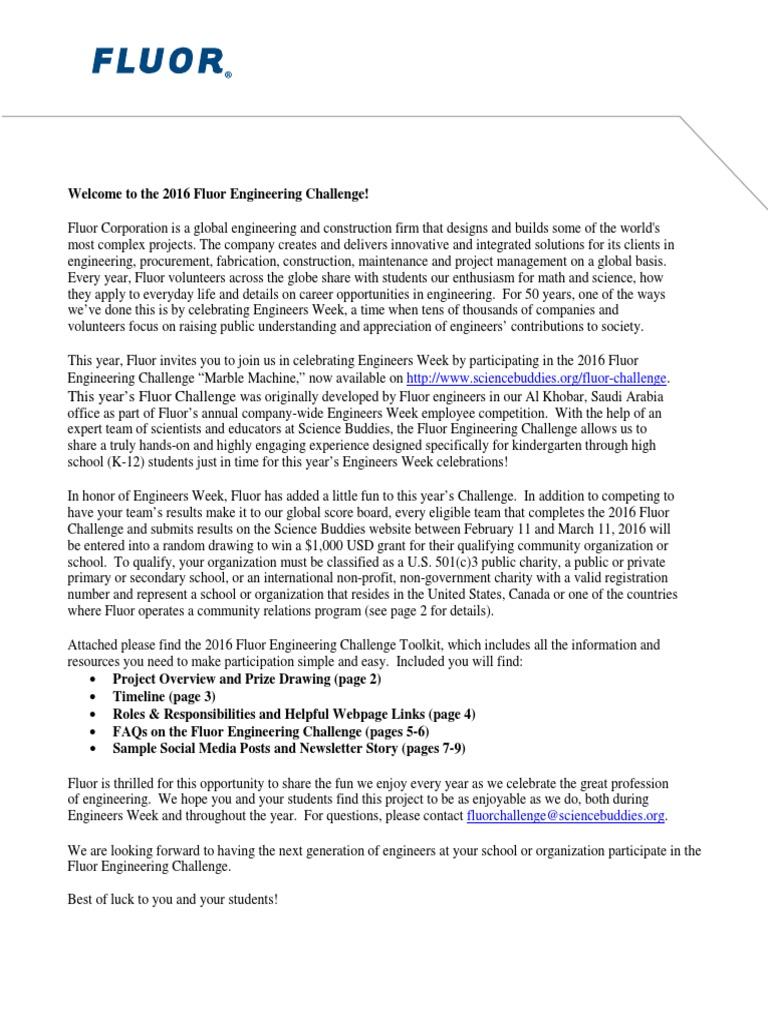 Fluor Challenge Toolkit | PDF | Science, Technology, Engineering, And ...
