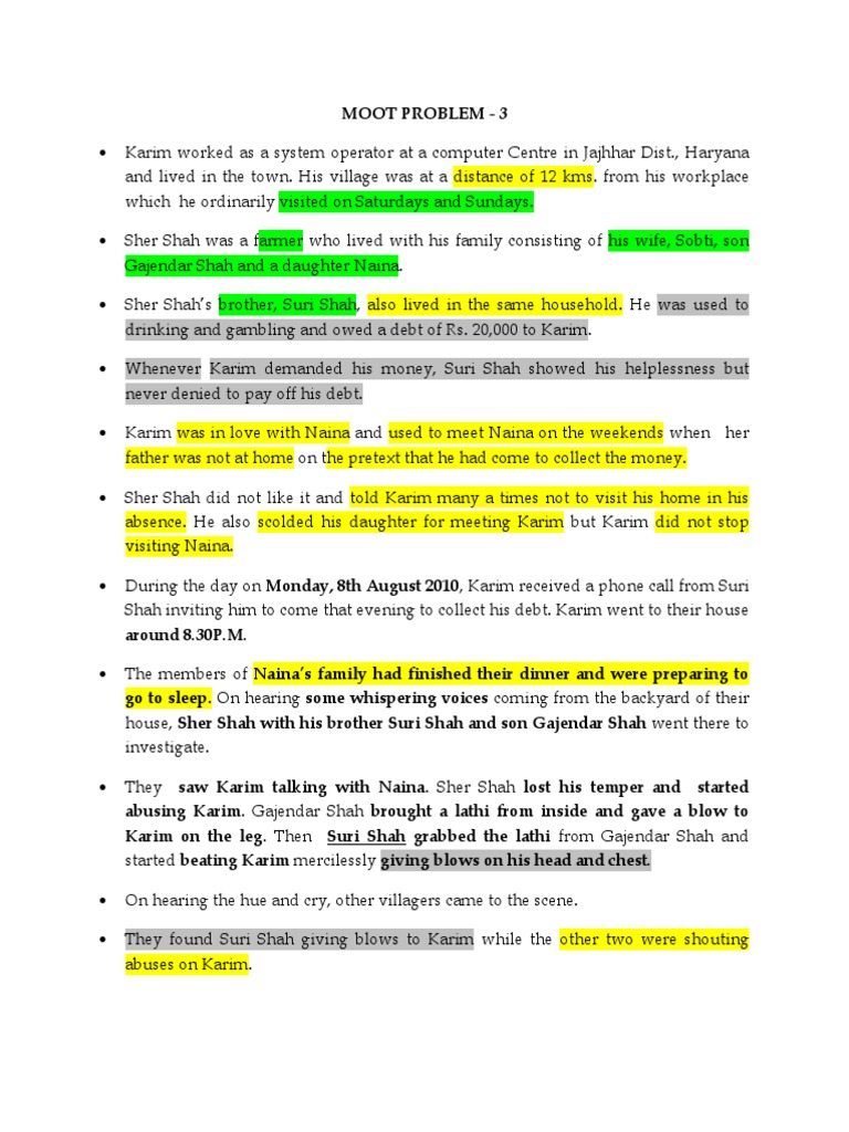 Moot Court Problem 3 | PDF | Crime & Violence | Crime Thriller