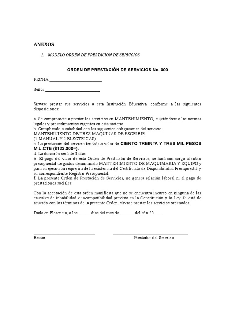 Modelo Orden de Servicio | PDF | Gobierno | Business