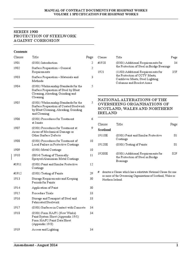 Specification For Highway Works UK - SERIES 1900 | PDF | Galvanization ...