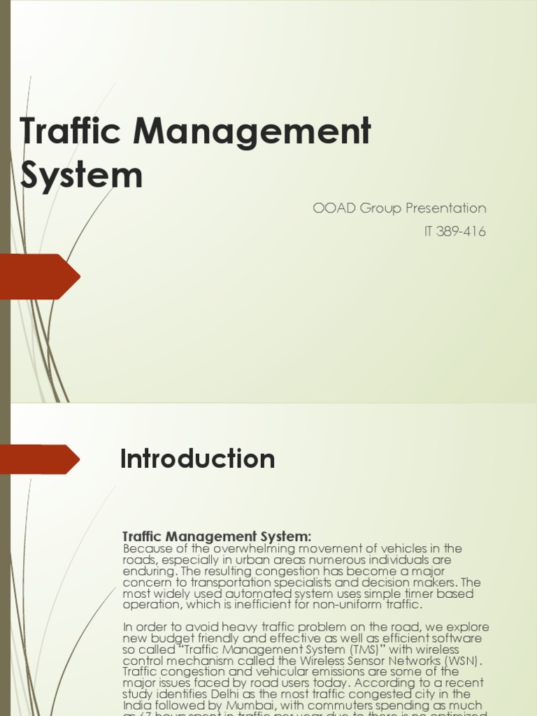 Traffic Management System OOAD Group Presentation | PDF | Conceptual Model | Class (Computer ...