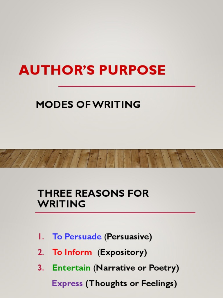 Understanding Author's Purpose: A Breakdown of Modes of Writing to ...