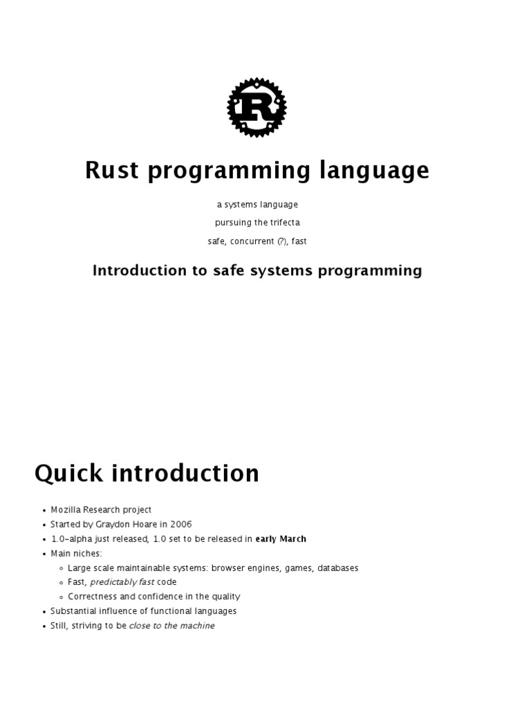 Rust Programming Language: Introduction To Safe Systems Programming ...