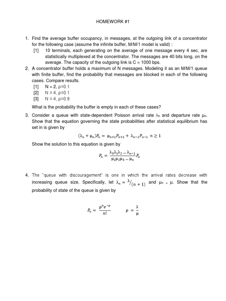 Queuing Theory Homework Problems | PDF | Applied Mathematics ...