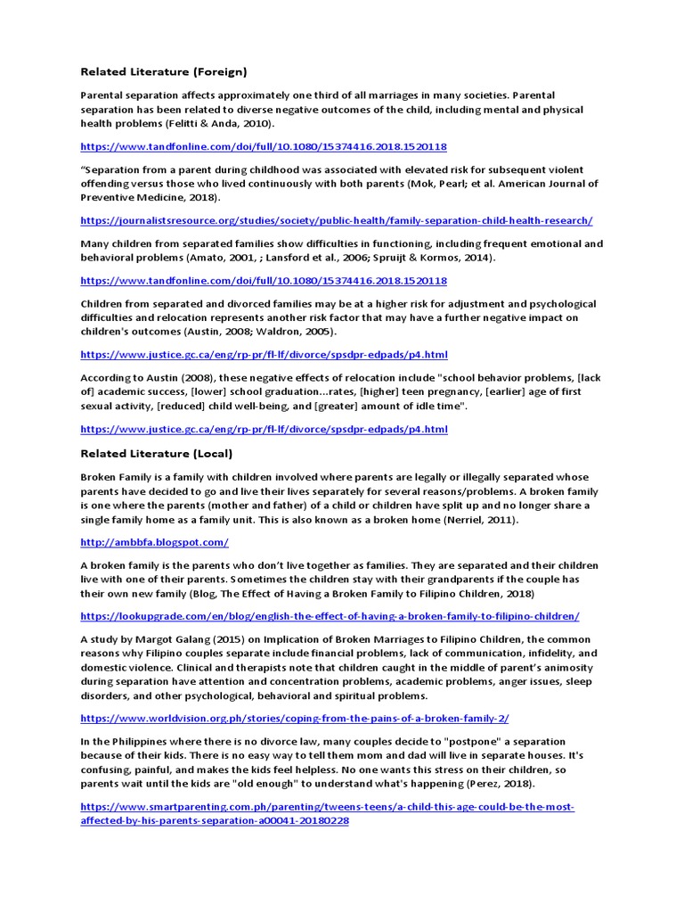 RRL Chapter 2 | PDF | Divorce | Adolescence