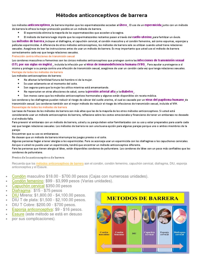 Métodos Anticonceptivos de Barrera | PDF | Control de la natalidad | Condón