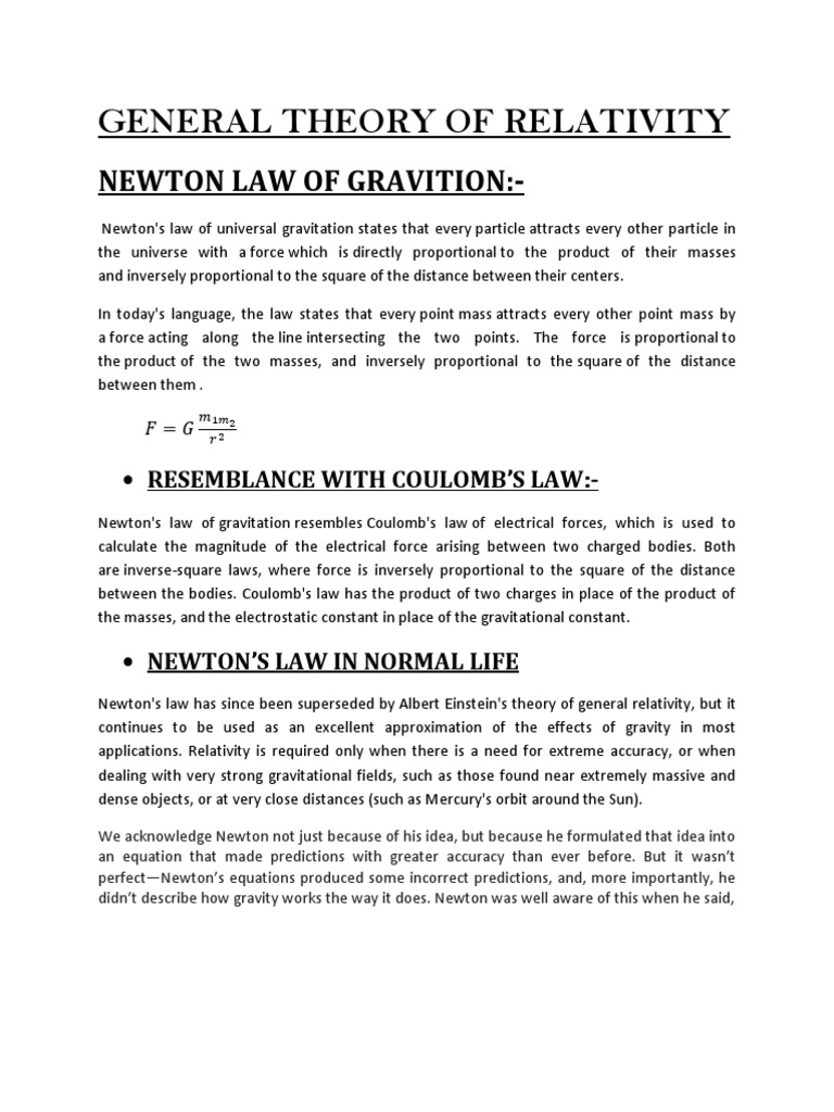 General Theory of Relativity | PDF | General Relativity | Force