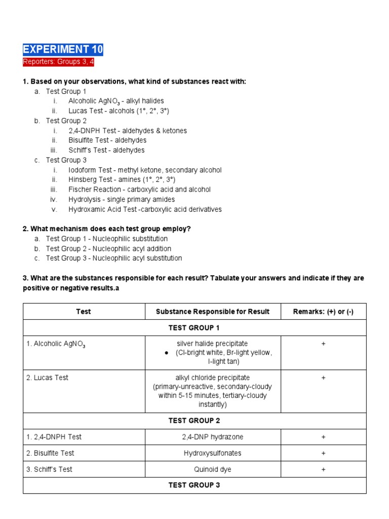 Chem 33 Postlabs Expt 10-13 | PDF | Ester | Aldehyde