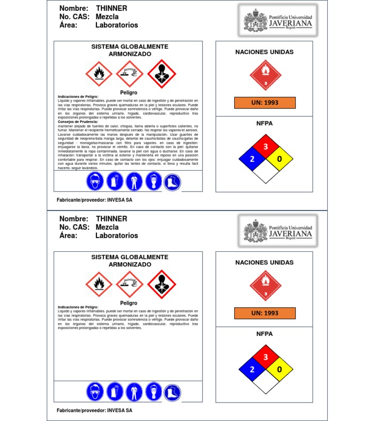 Hoja de Seguridad Tinner | PDF | Especialidades Medicas | Naturaleza