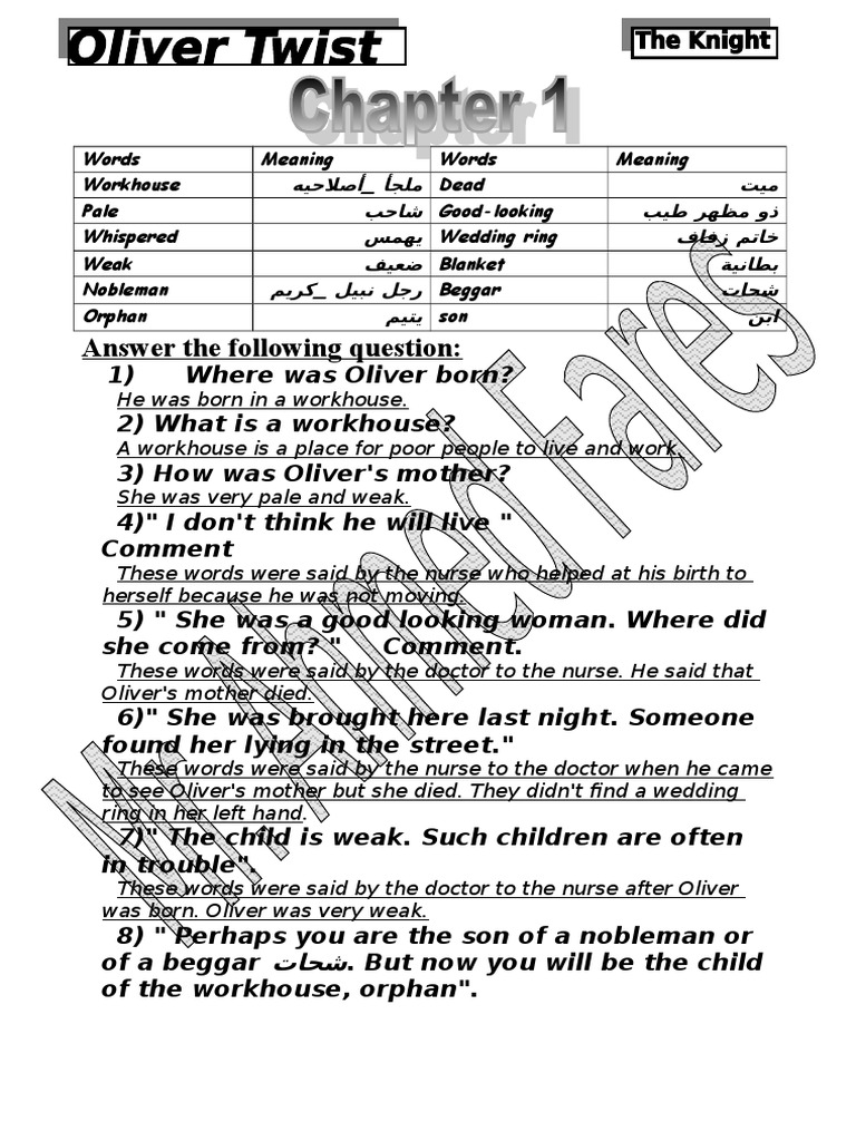 Answer The Following Question | PDF | Oliver Twist | Nancy (Oliver Twist)