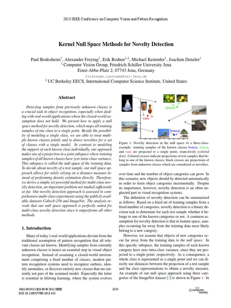 Kernel Null Space Methods For Novelty Detection: Lemon | PDF | Eigenvalues And Eigenvectors ...