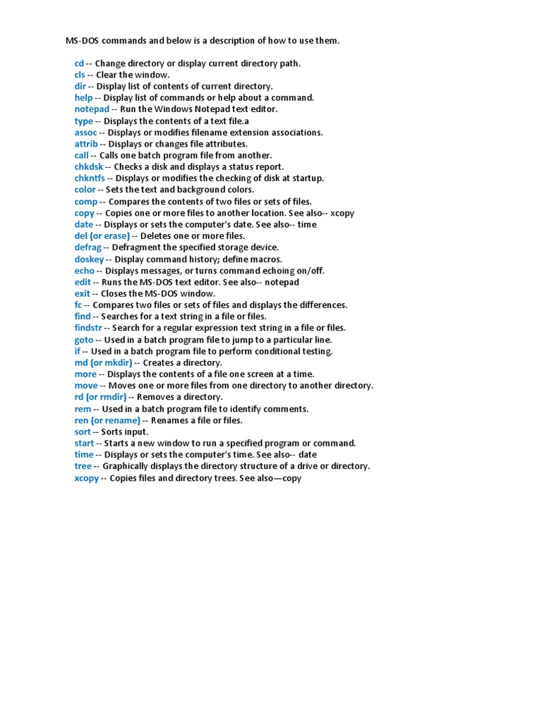 Commands For Dos Prompt Cmd Pdf Computer File Command Line 4861