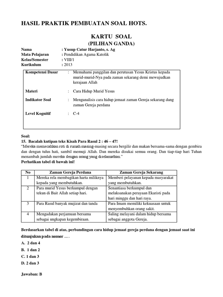 Contoh Soal HOTS | PDF | Ilmu Sosial | Sains & Matematika