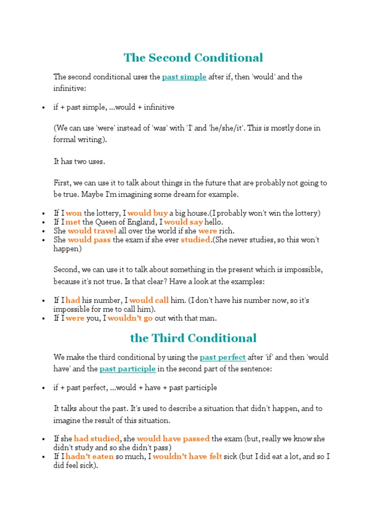 The Second Conditional | PDF | Language Arts & Discipline