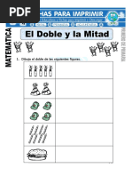 Ficha de El Doble y La Mitad para Primero de Primaria PDF | PDF