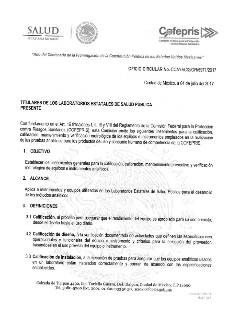 Lineamientos Calificaci N-Calibraci N-Mantenimiento y Verficaci N 2017-07-04 PDF | PDF