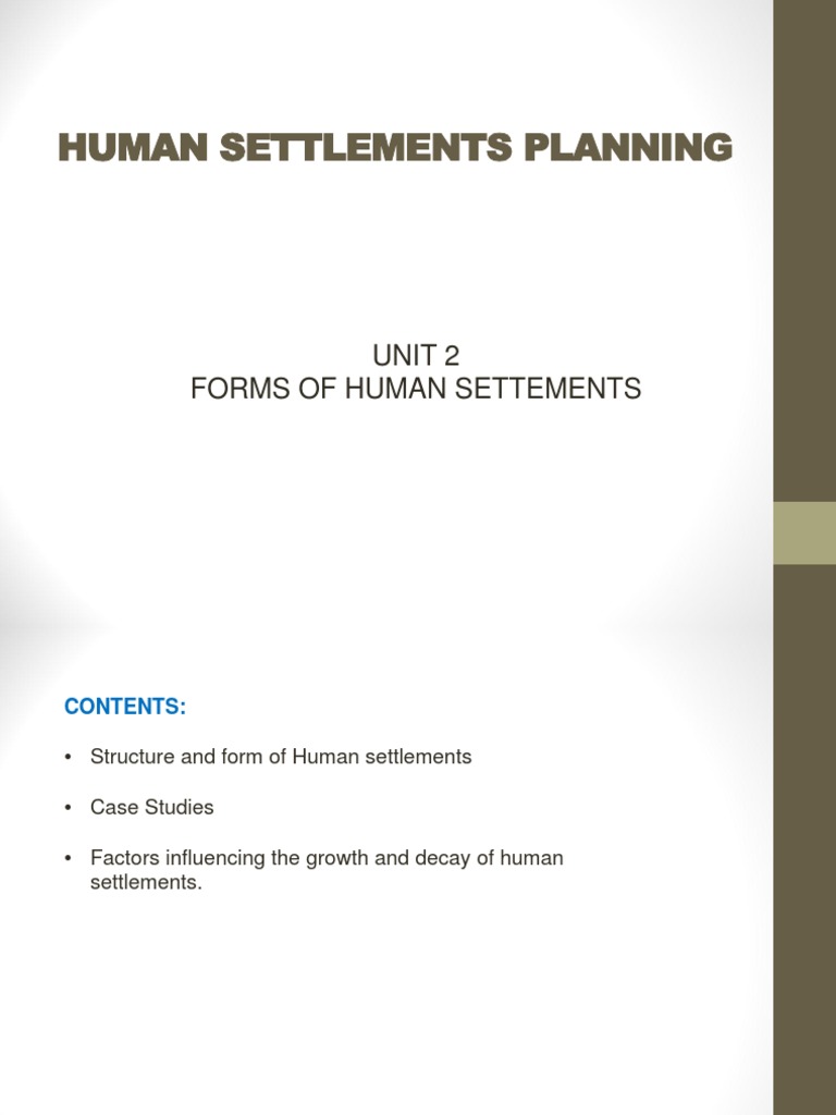 PLANNING HUMAN SETTLEMENTS | PDF | Economic Growth | Slum