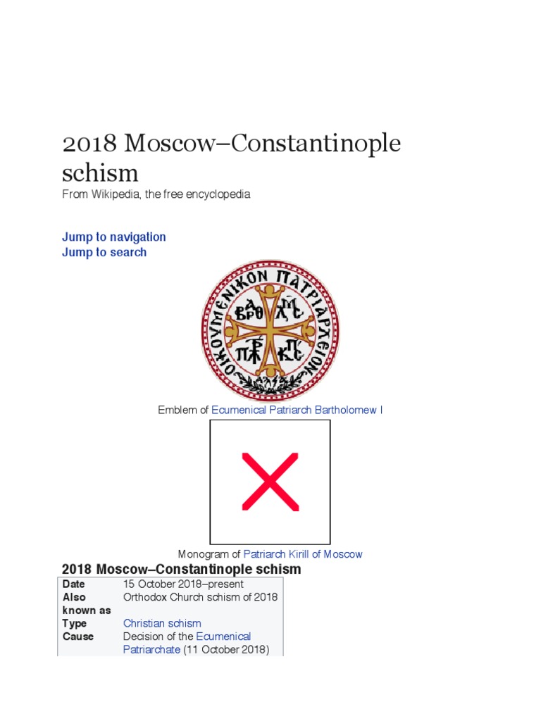 2018 Moscow-Constantinople Schism: Jump To Navigation Jump To Search ...