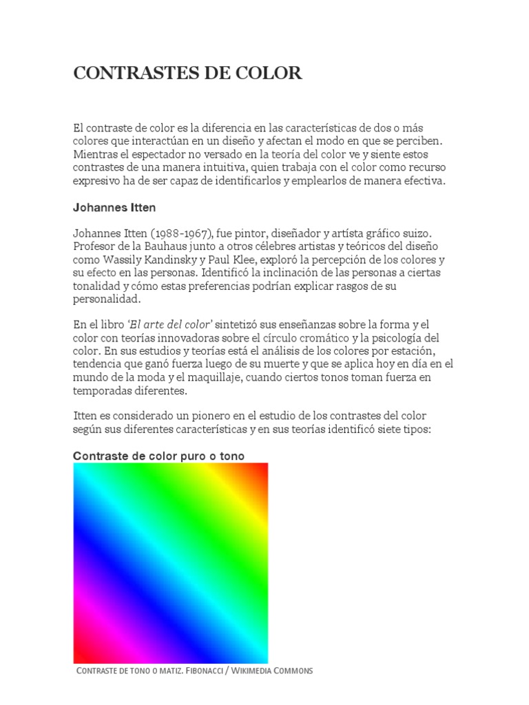 Tipos de Contraste de Color en Diseño | PDF | Color | Azul