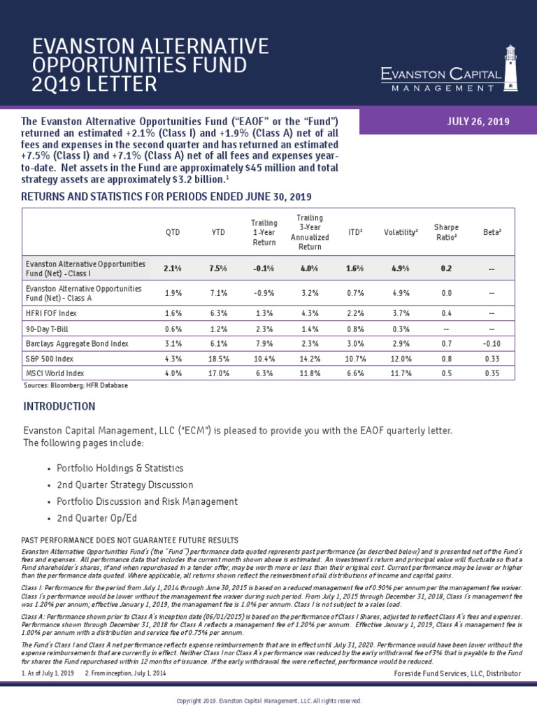 2q19 Eaof Letter | PDF | Private Equity | Asset Allocation