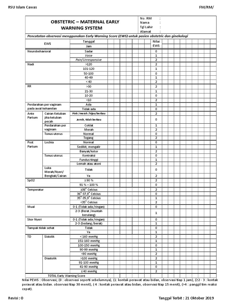 Form Maternal Ews | PDF