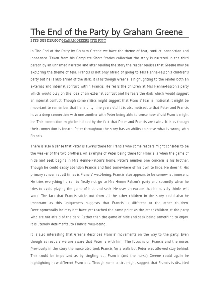 The End of The Party by Graham Greene | PDF