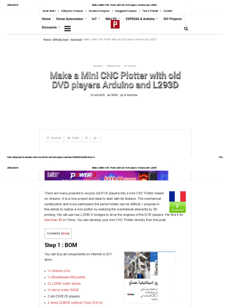 Make A Mini CNC Plotter With Old DVD Players Arduino and L293D | PDF ...