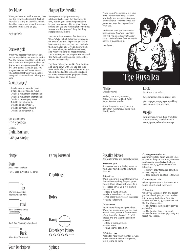 Monsterhearts - Skins - The Rusalka | PDF