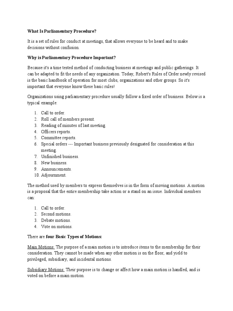 Intro To Parliamentary Procedure | PDF | Public Sphere | Public Law