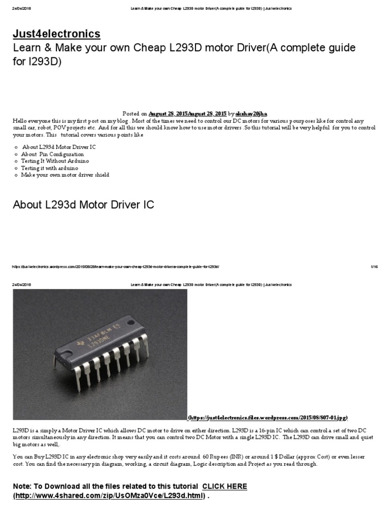 Learn & Make Your Own Cheap L293D Motor Driver (A Complete Guide For ...