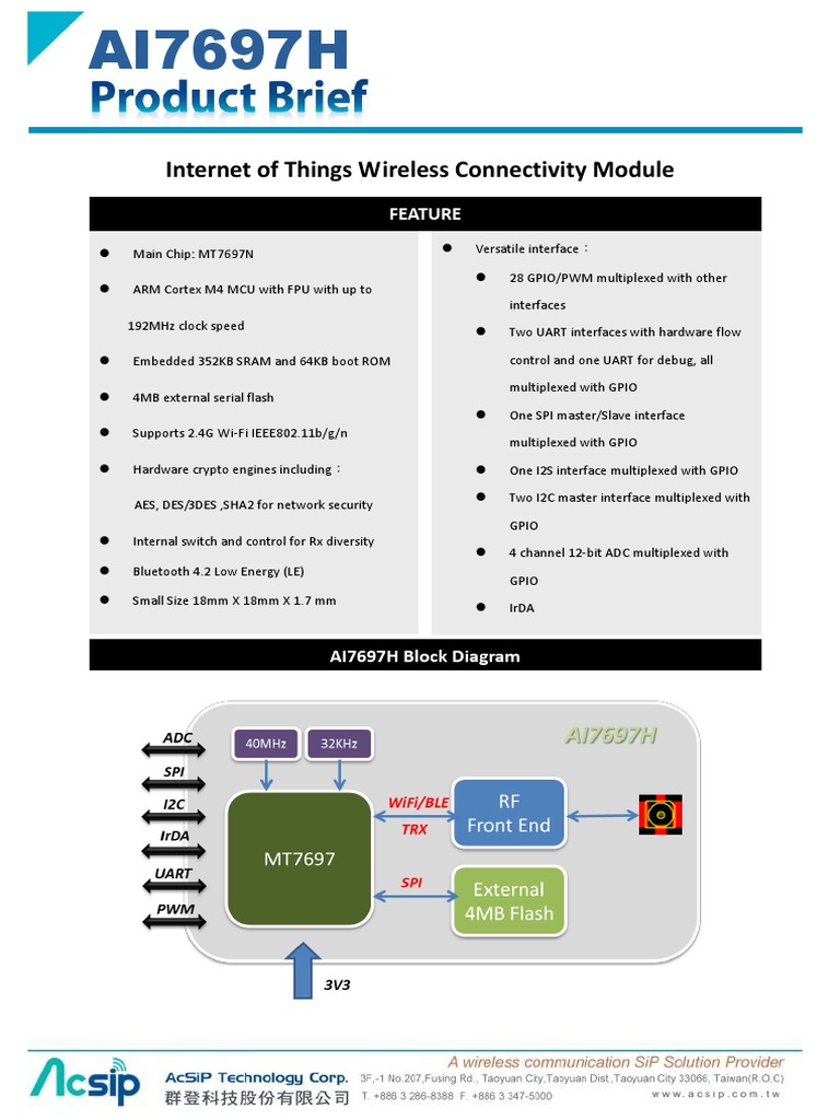 Internet of Things Wireless Connectivity Module: Feature | PDF ...