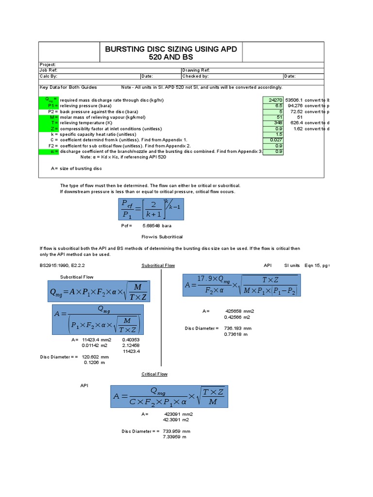 Bursting Disc Sizing Guide | PDF | Phases Of Matter | Physical Quantities