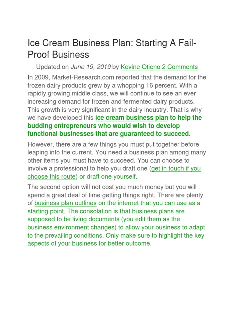 Ice Cream Business Plan: Starting A Fail-Proof Business | Download Free ...