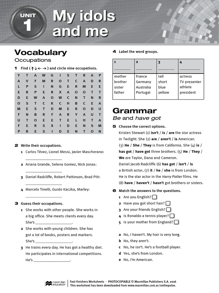 OTP 1 Fast Finishers Worksheets Units 1 3 PDF | PDF | Linguistics