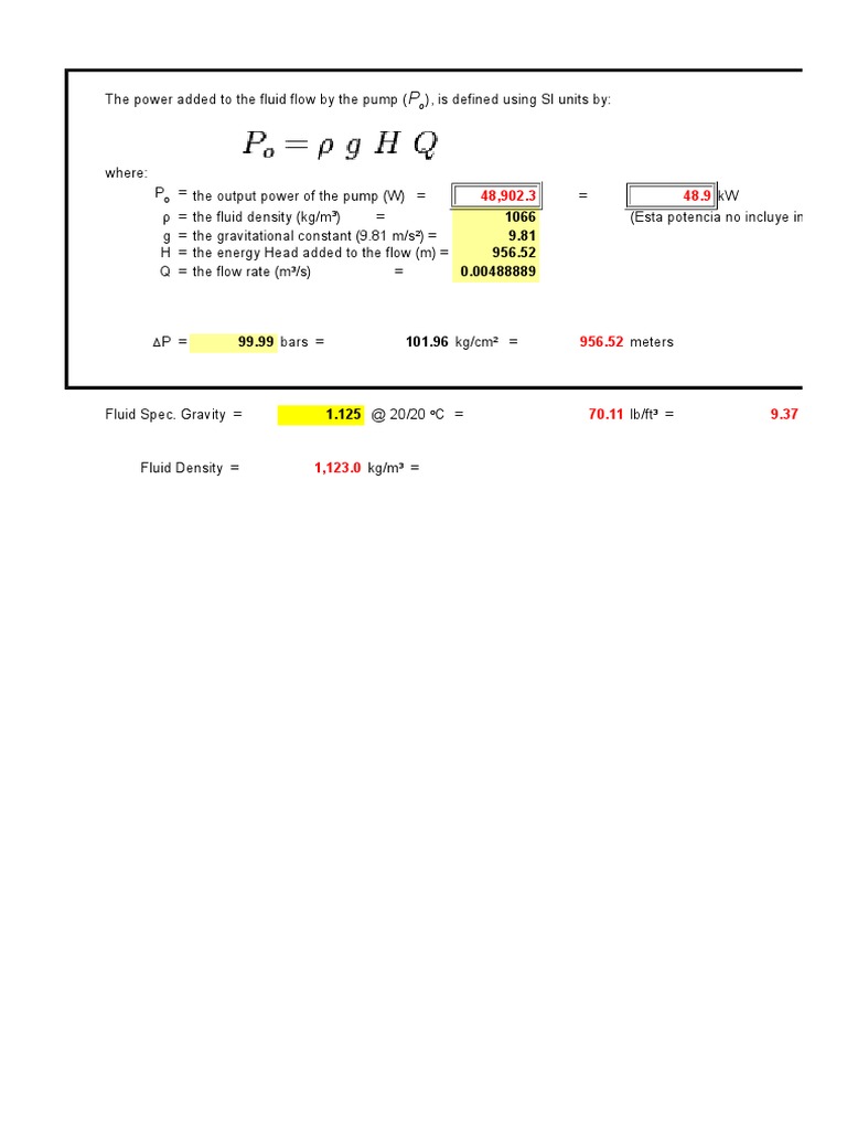 Pump Horsepower Calculation | PDF | Horsepower | Pump