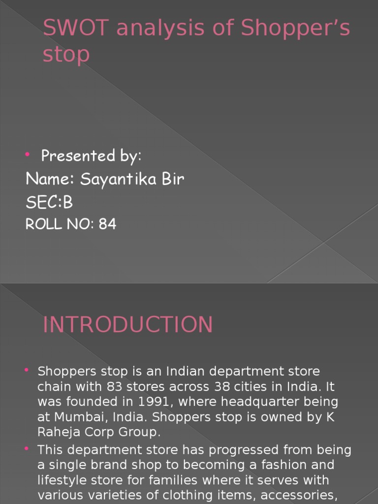 SWOT Analysis of Shopper's Stop | PDF | Retail | Brand
