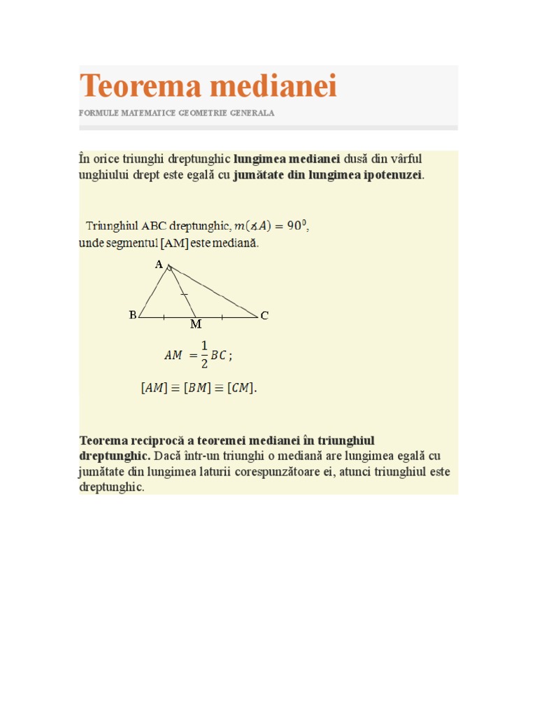 Teorema Medianei | PDF